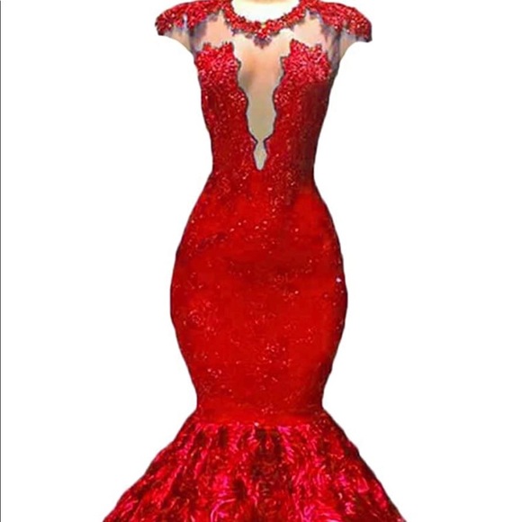 Dresses | Beautiful Red Mermaid Style Prom Dress Worn For Only 3 Hours ...